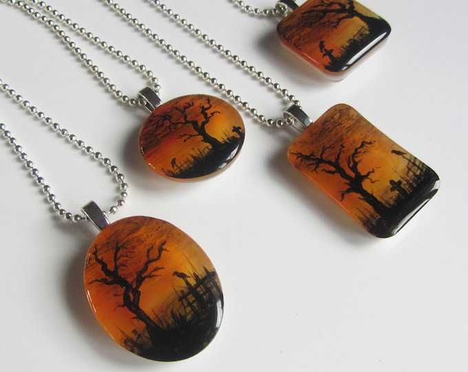 Spooky Tree Autumnal Resin Pendant Halloween Jewellery, Autumn Style ...