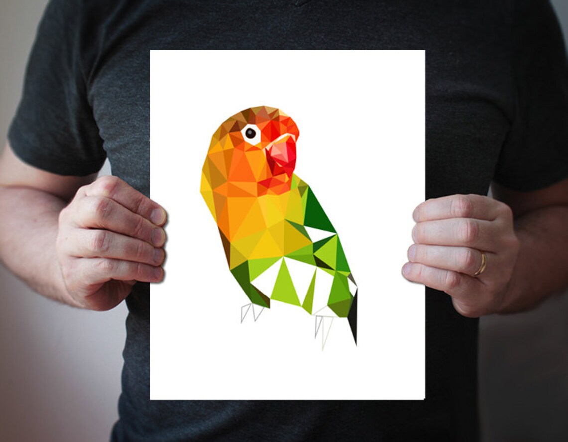 parrot print Geometric print Bird Artwork bird paintings | Etsy