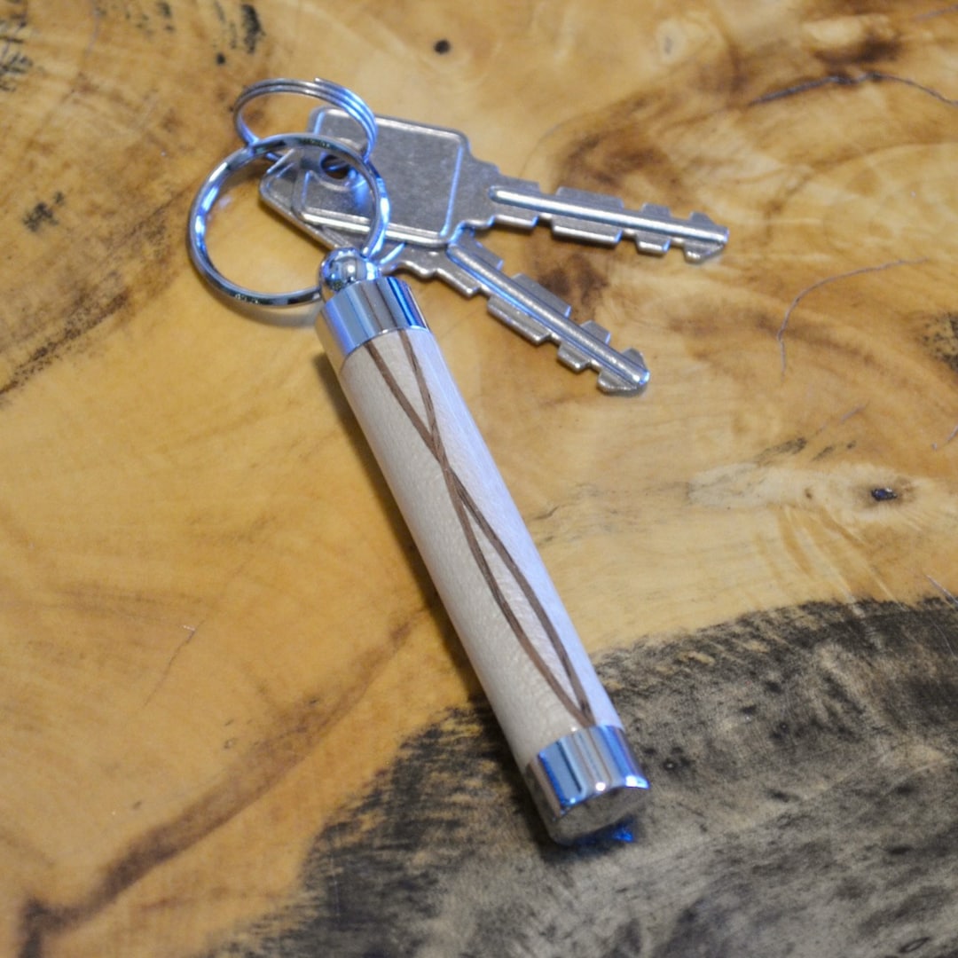 Maple and Walnut Wooden Keychain With Hidden Compartment Good for Use ...