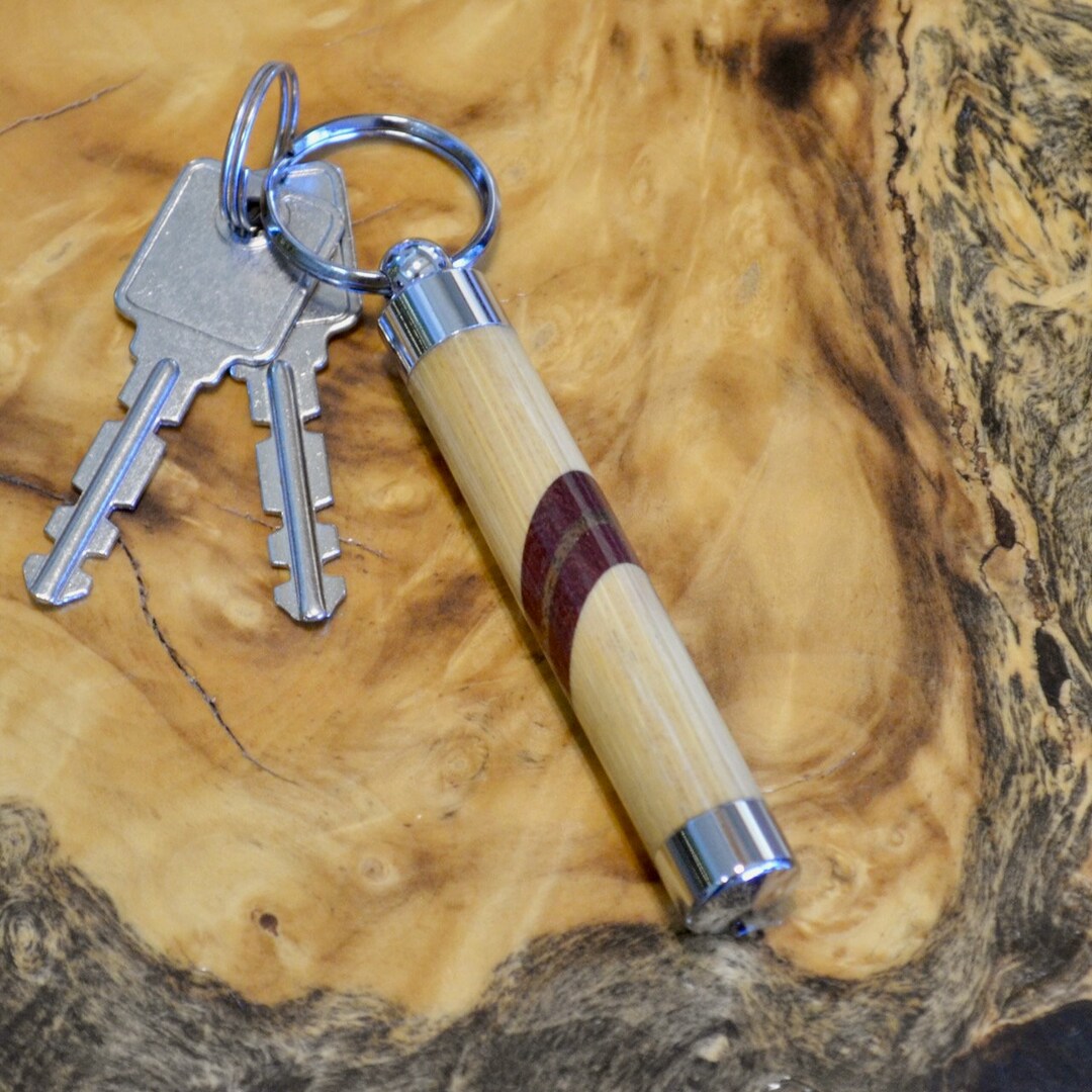 Bamboo and Purpleheart Wood Keychain With Hidden Compartment Good for ...