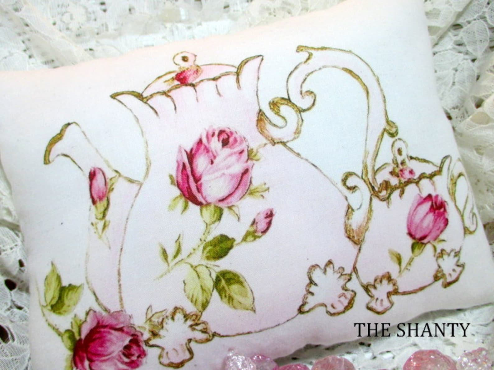 Pink Roses TEAPOT Pillow Shabby Blush PINK Pillow Pink Roses - Etsy