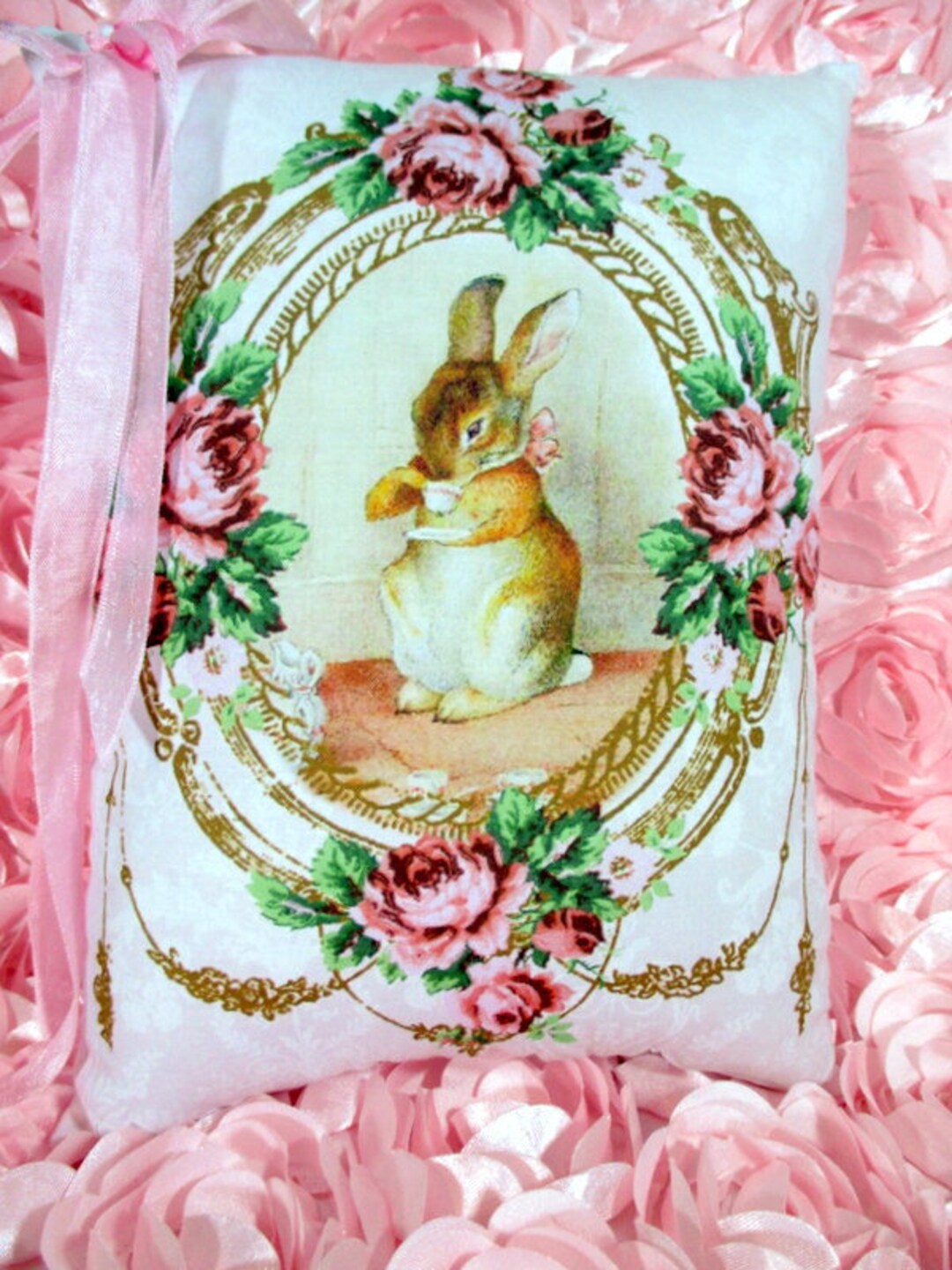PETER RABBIT Pillow Bunny Pillow Pink Roses Pillow Rabbit Pillow SHABBY ...