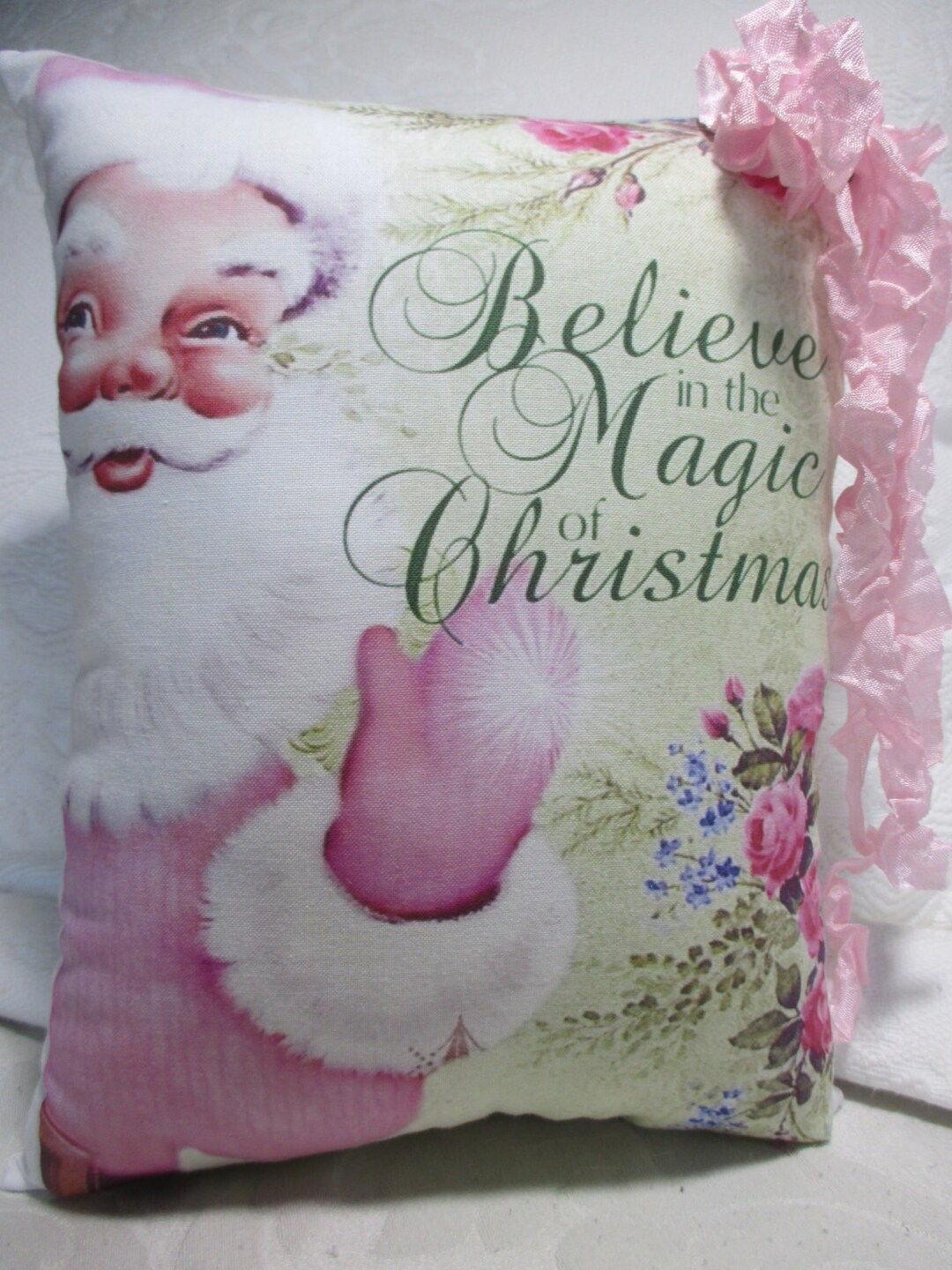 Pink SANTA Pillow Pink CHRISTMAS Believe in the MAGIC Pink - Etsy