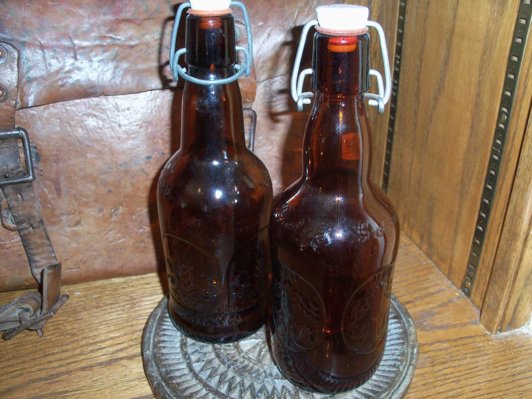 Pair of Vintage Grolsch Amber Bottles Beer Barware Display Brown - Etsy