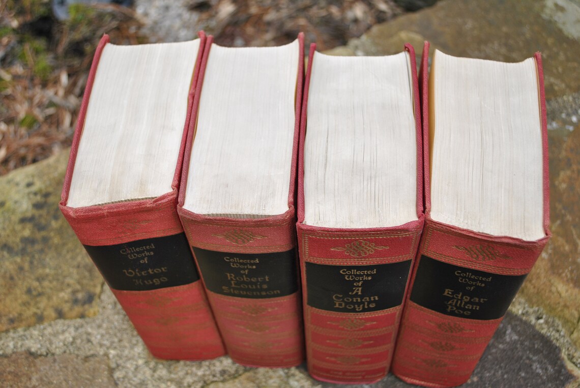 Set of 4 Large Hardcover Antique Books Collected Works Literature ...
