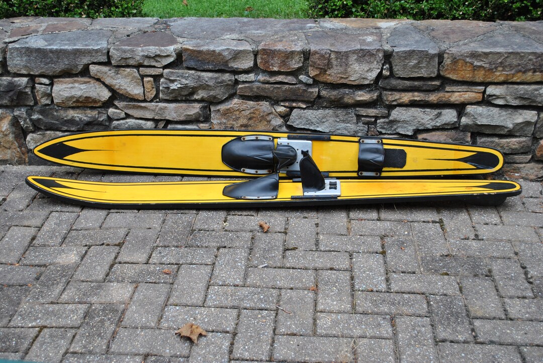 Water Ski Set Wooden Yellow Skis Display Lake House Decor - Etsy