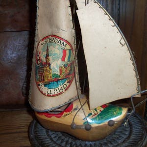 Vintage Wooden Clog Shoe Dutch Amsterdam Night Light Sail Boat Rare - Etsy
