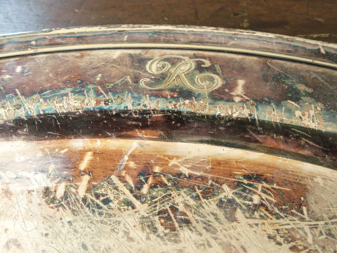 Vintage Gorham Siver Plate Serving Tray Initial R Oval Formal - Etsy