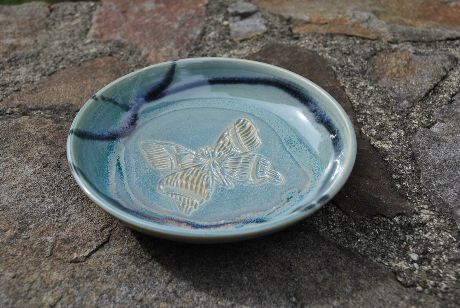 Handmade Blue Butterfly Pottery Trinket Dish Bowl - Etsy