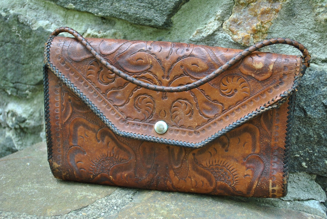Leather Purse Hand Tooled Vintage Handmade Bag - Etsy