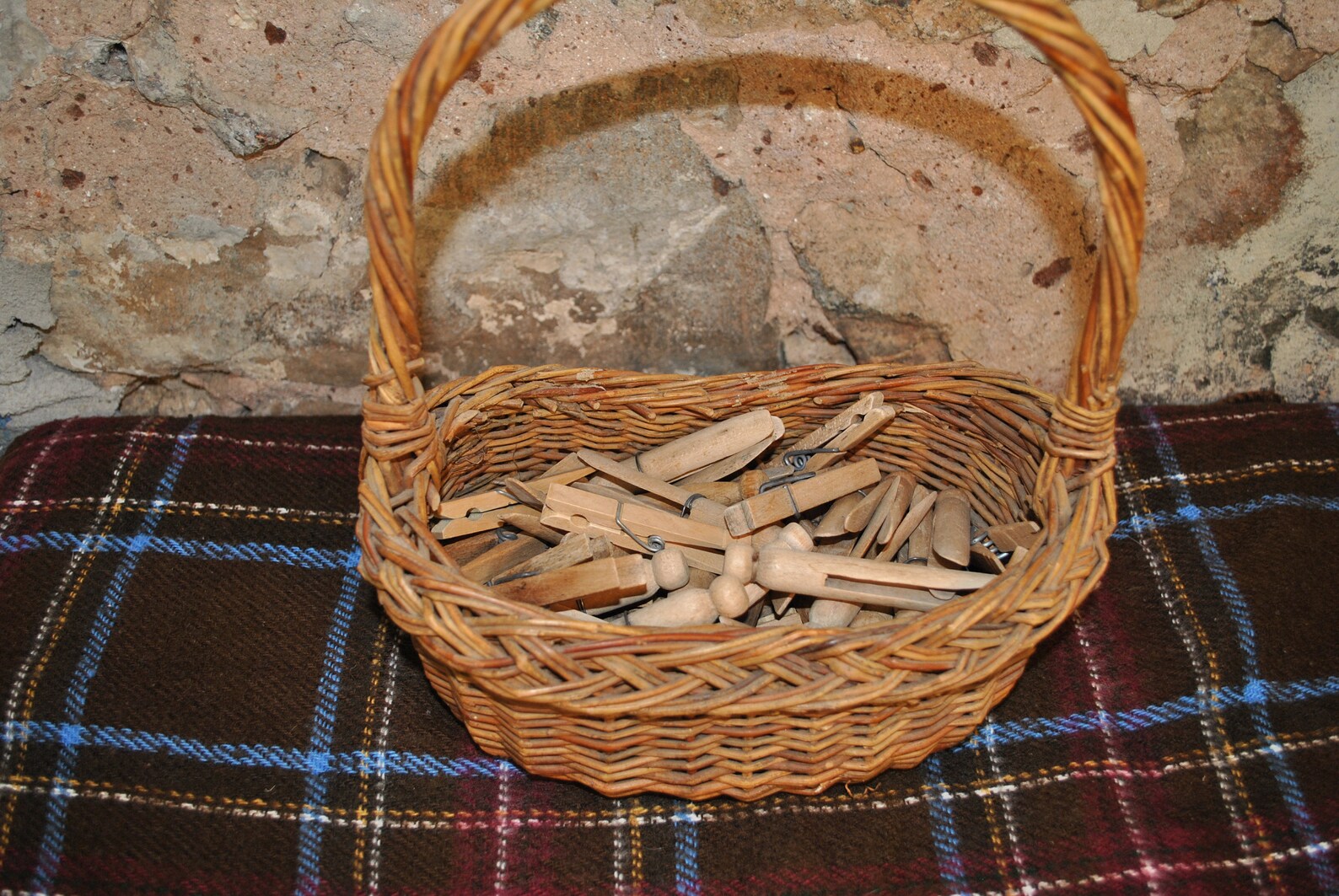 Vintage Basket with Clothes Pins Farmhouse Decor Country | Etsy