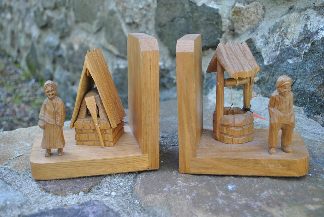 Rare Paul Emile Caron Wooden Hand Carved Bookends Quebec - Etsy