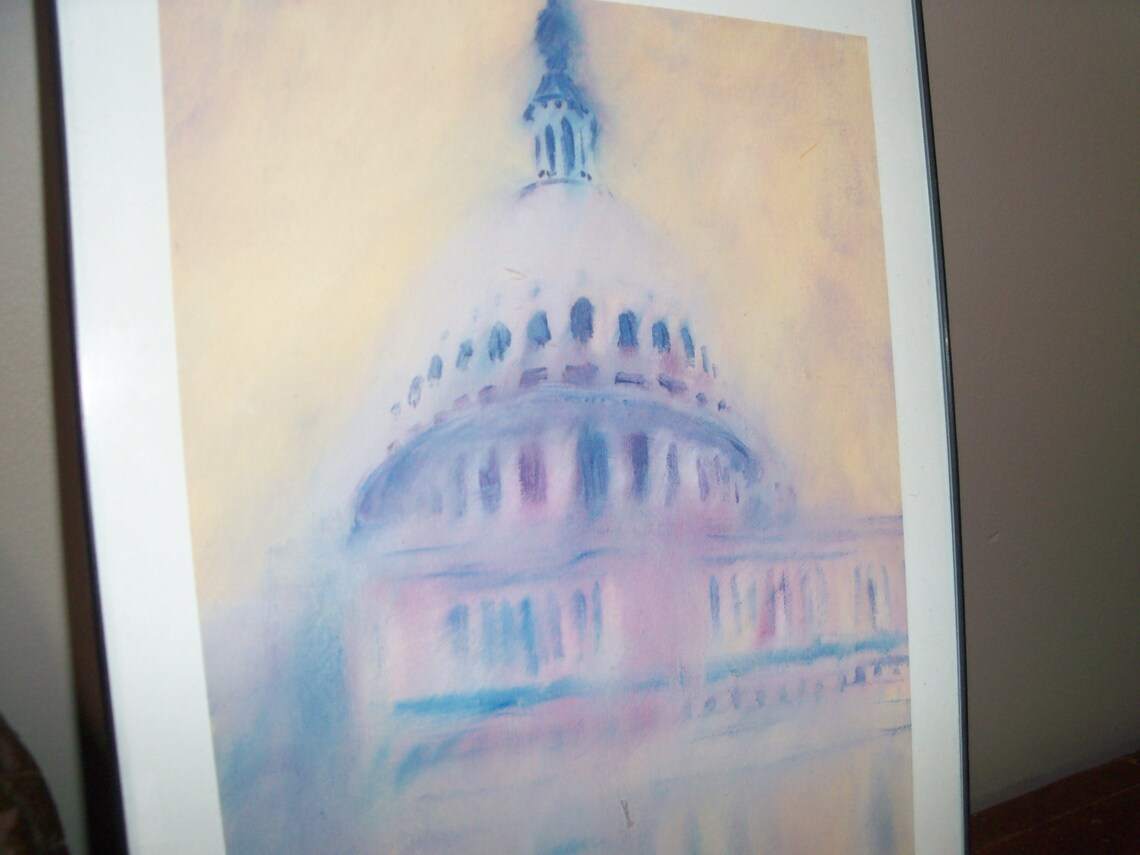 Thomas Bucci Vintage Watercolor Twilight Capital Washington DC Framed ...