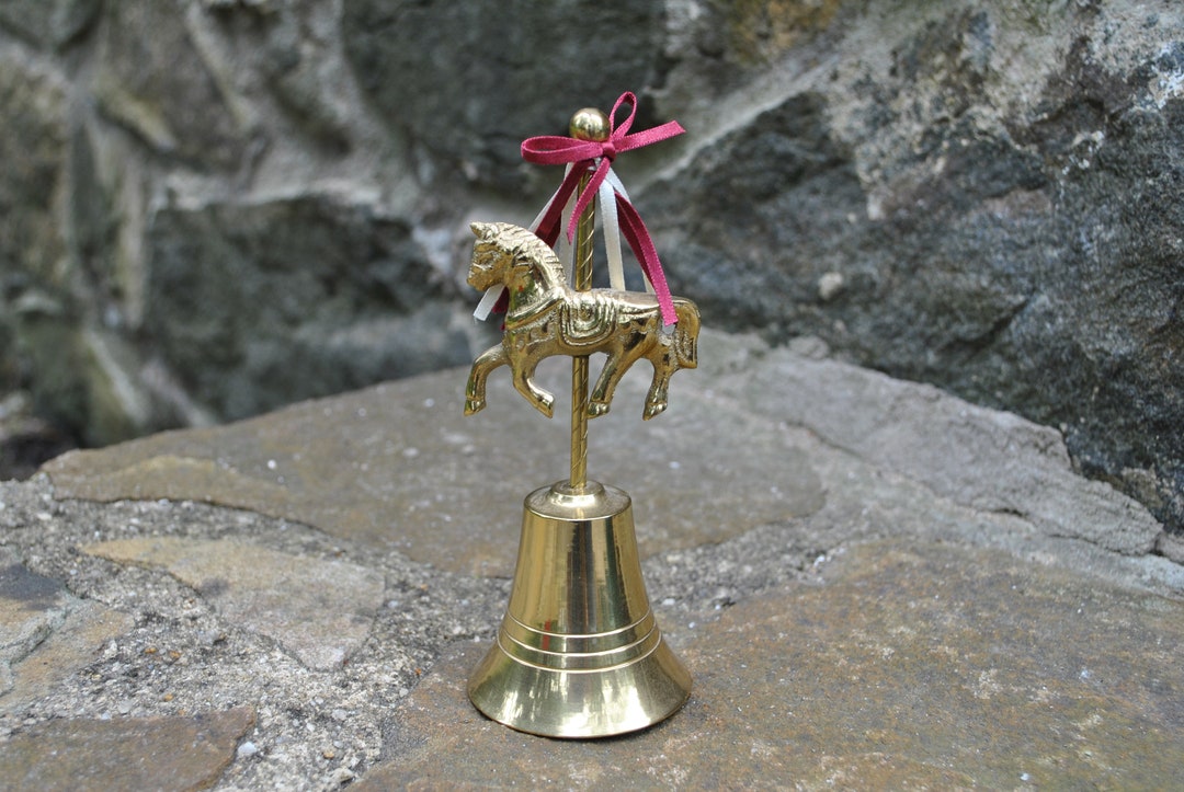 Heavy Vintage Brass Bell Carousel Horse - Etsy
