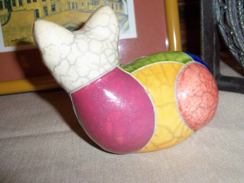 Colorful Vintage Ceramic Pottery Cat - Etsy