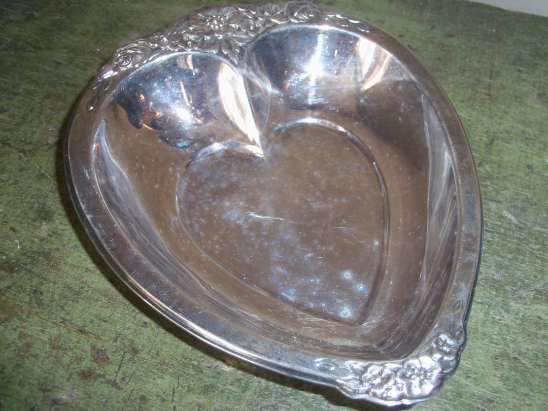 Vintage Silverplate International Heart Trinket Dish - Etsy
