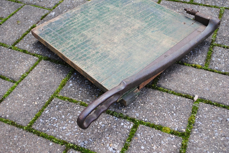 Antique Rustic Dark Green Paper Cutter Guillotine Primitive | Etsy