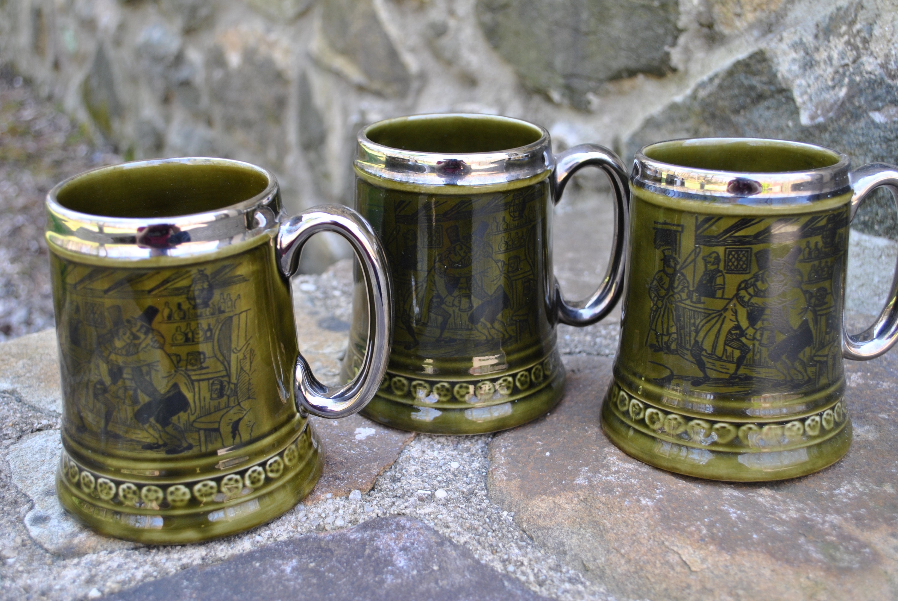 Set of 3 Vintage Princess House Ceramic Earthenware Large Mugs Steins ...