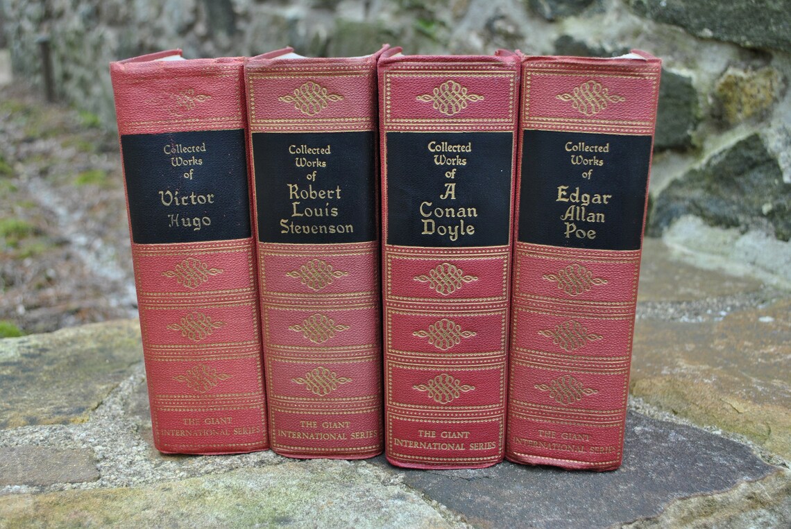 Set of 4 Large Hardcover Antique Books Collected Works | Etsy