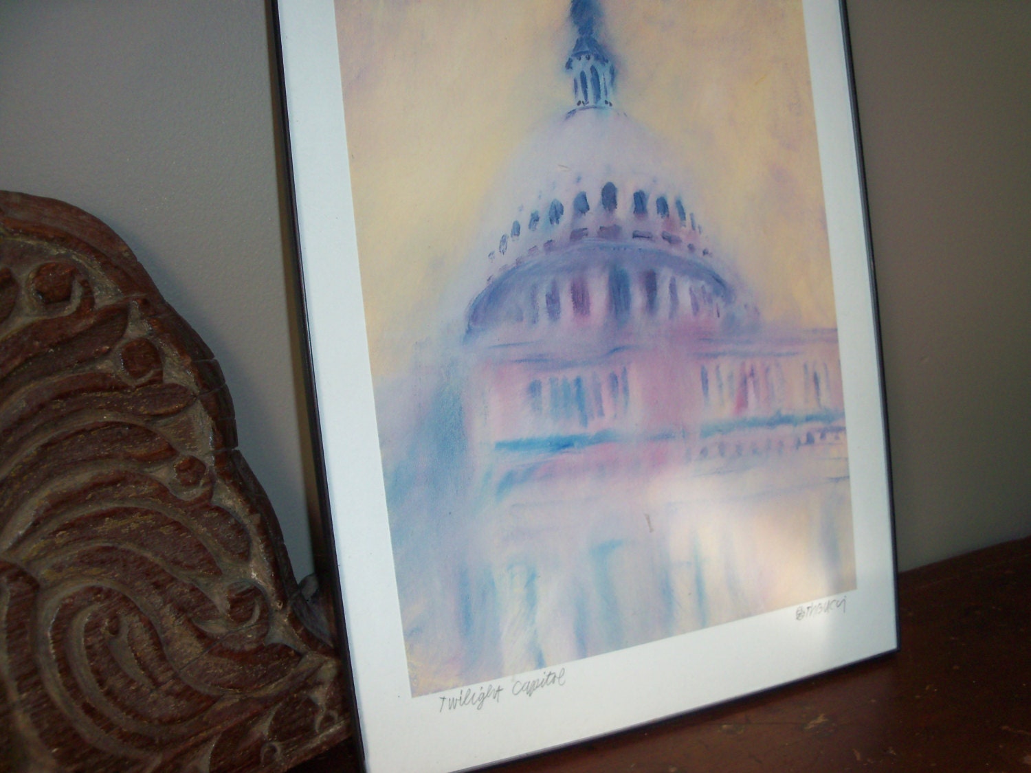 Thomas Bucci Vintage Watercolor Twilight Capital Washington DC Framed ...