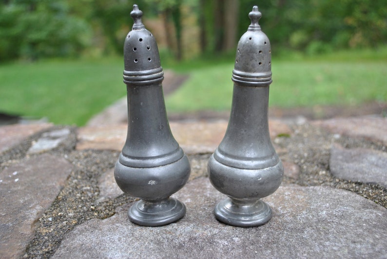 Vintage Insico Pewter Salt and Pepper Shakers Setting - Etsy