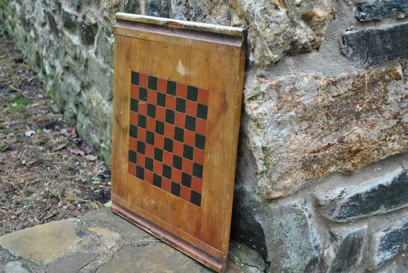 Antique Wooden Checkerboard Checkers Wall Decor Game Folk Art Hanging ...