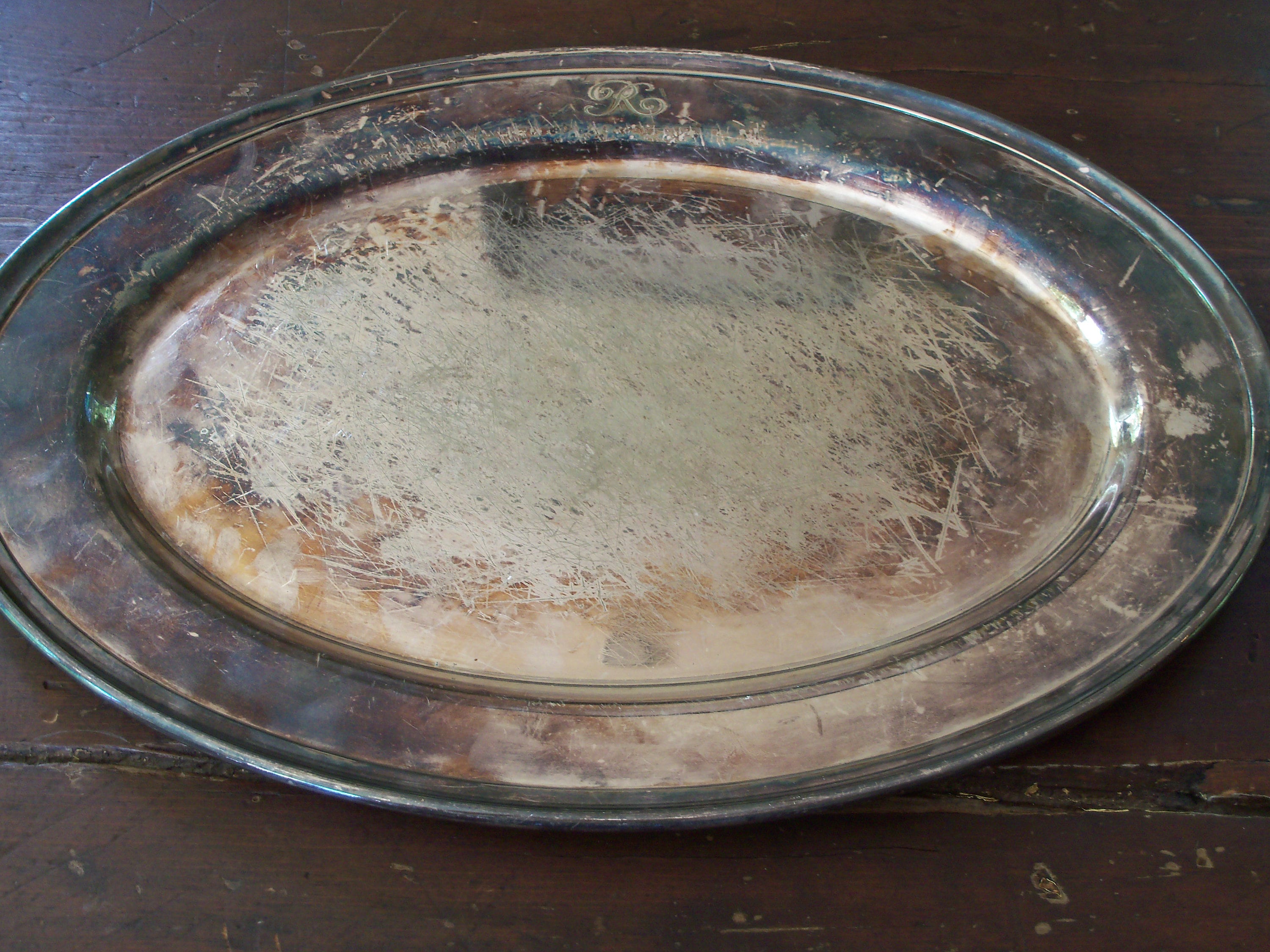 Vintage Gorham Siver Plate Serving Tray Initial R Oval Formal - Etsy