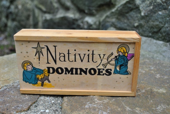 Rare Nativity Dominoes Game Wooden Family Church Religion God | Etsy