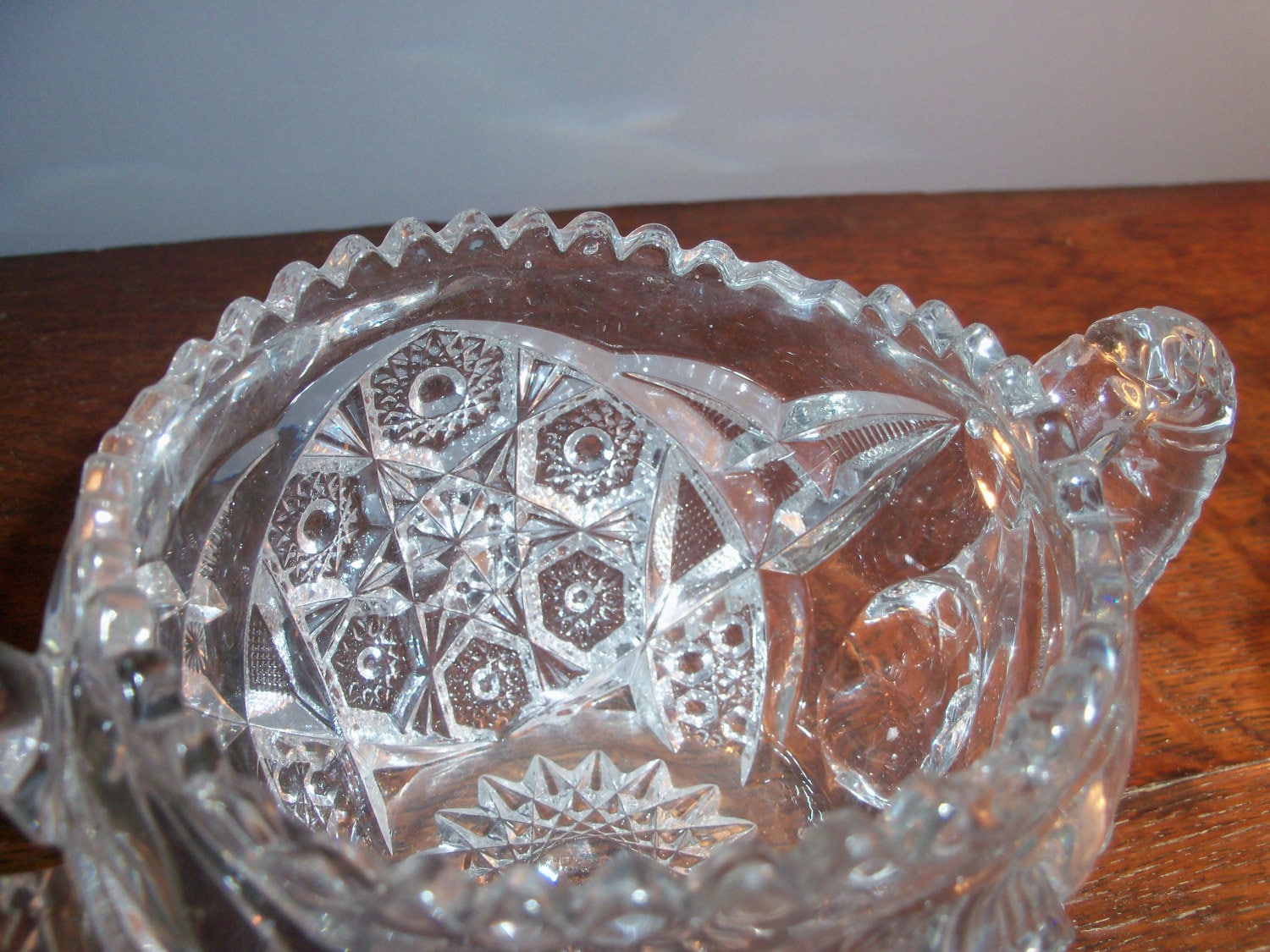 Pair of Cut Glass Serving Pieces Creamer and Sugar Bowl Prescut - Etsy