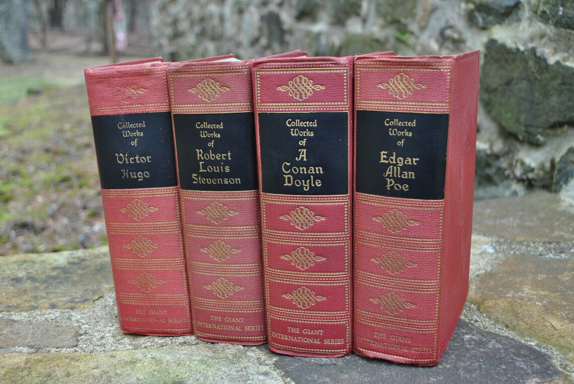 Set of 4 Large Hardcover Antique Books Collected Works - Etsy