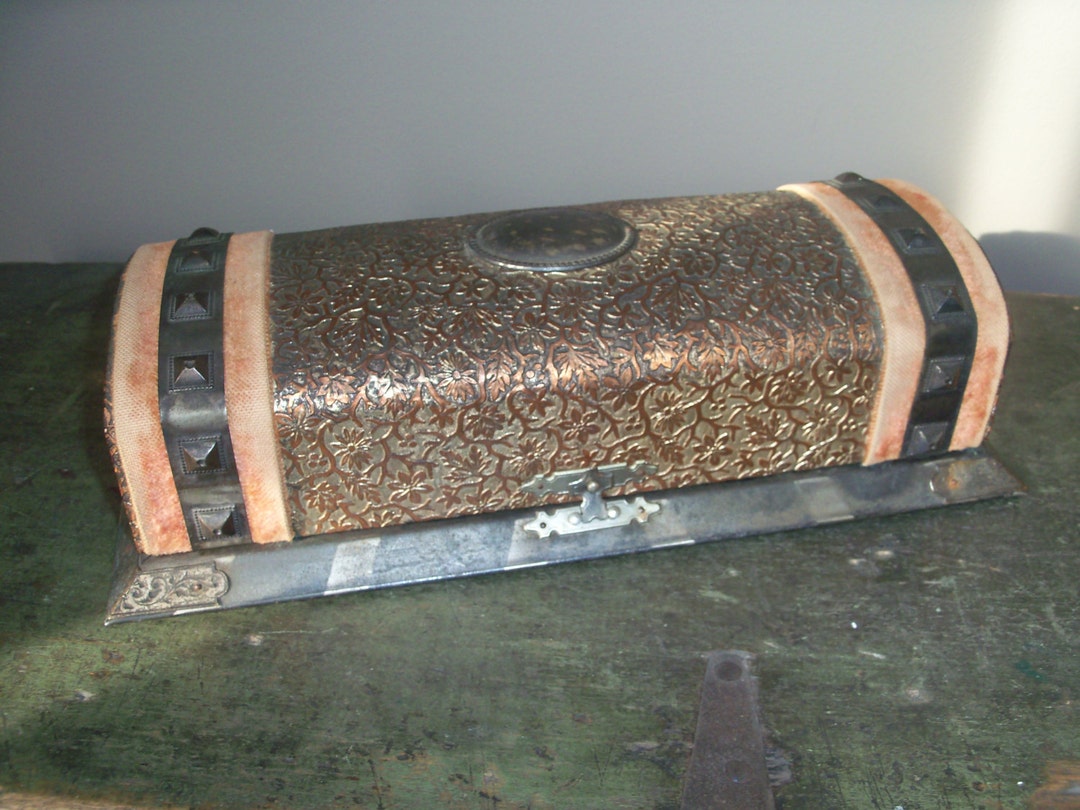18th Century Copper Over Wooden Box Inlay Intricate Detail Trinket ...