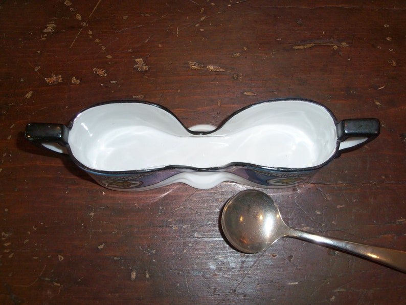 Vintage Noritake Japan Stacked Spoon Holder Tea Time Set Blue ...