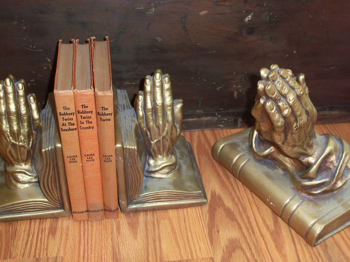 Vintage Set of Praying Hands Bookends and Doorstop/statue Large ...