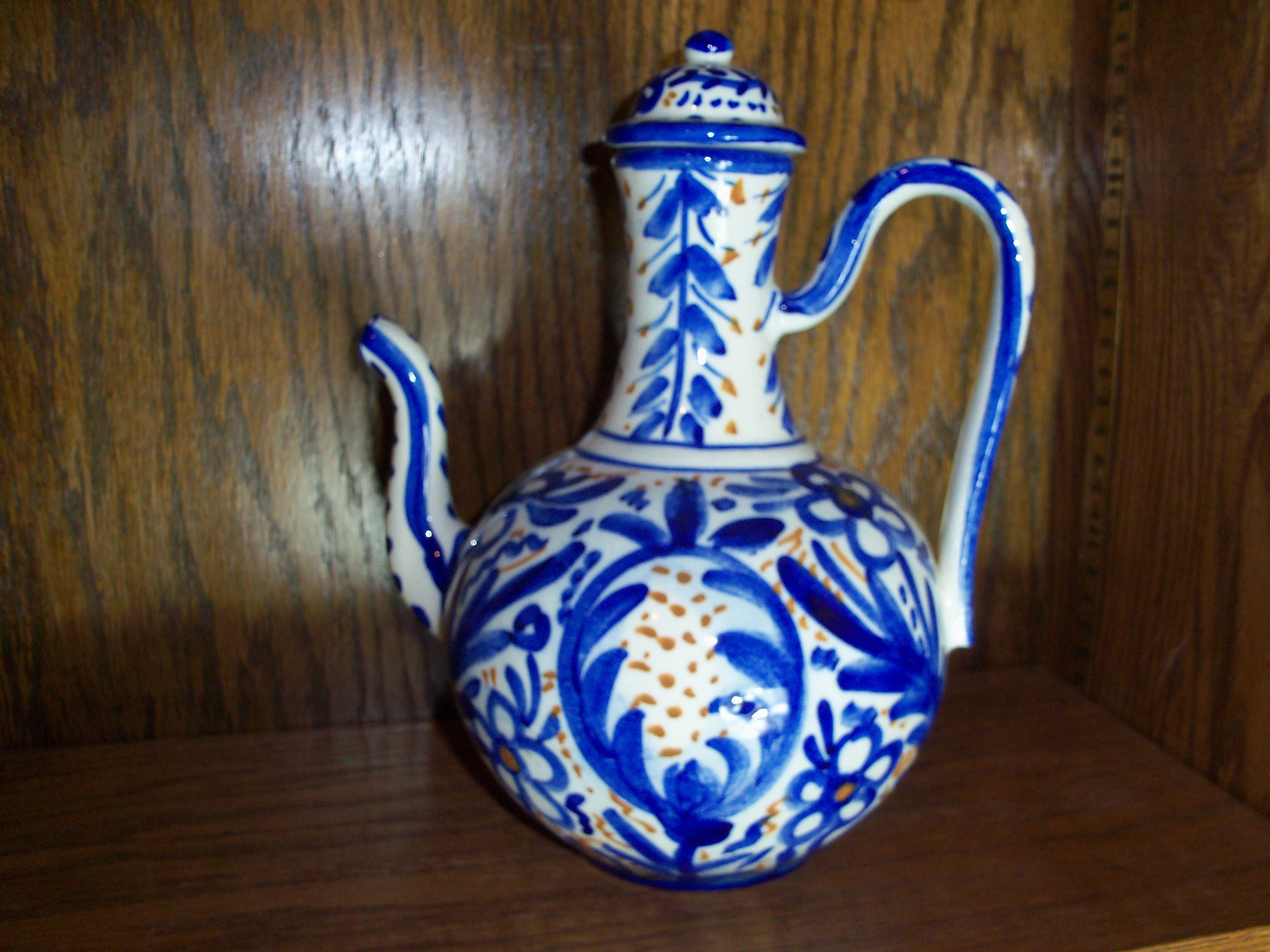 Large Pottery Pitcher Jug Spain Handmade Ceramic Lid Blue - Etsy