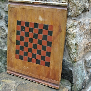 Antique Wooden Checkerboard Checkers Wall Decor Game Folk Art Hanging ...