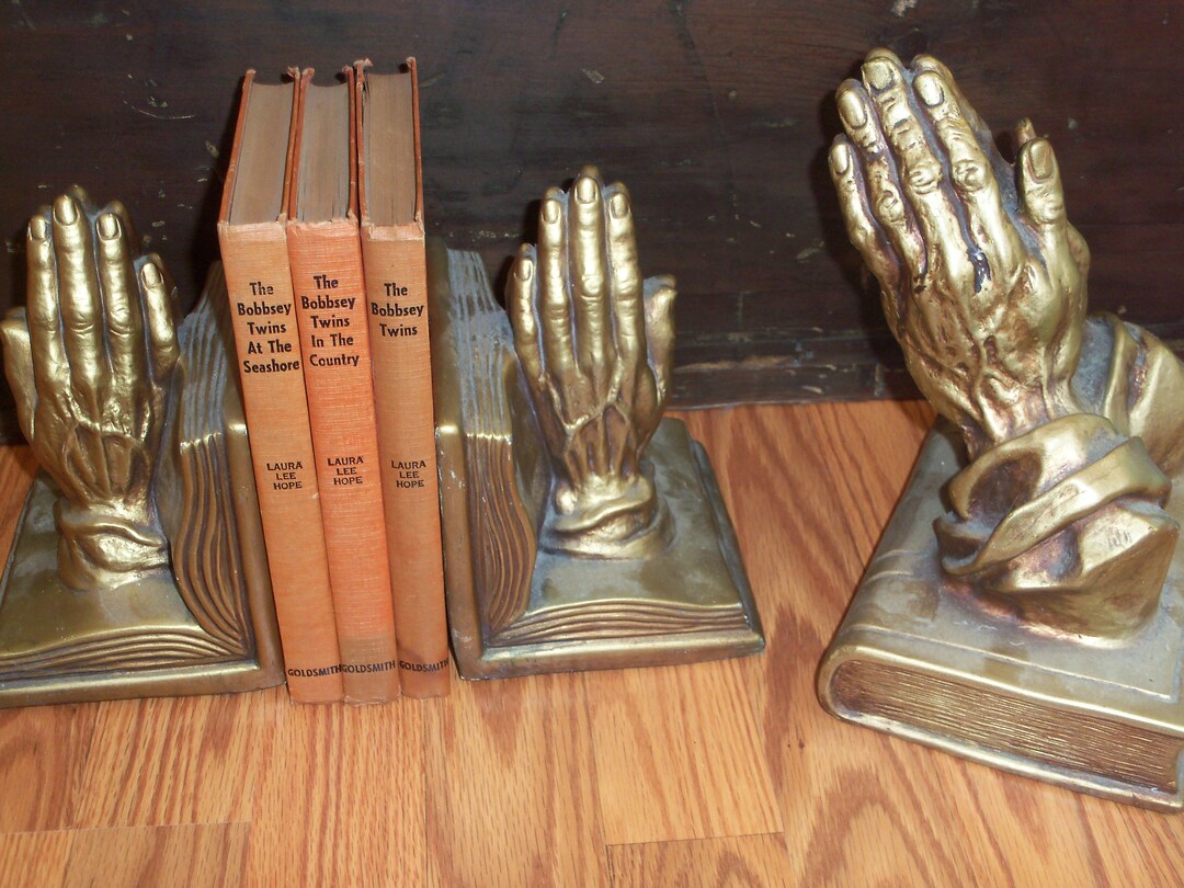 Vintage Set of Praying Hands Bookends and Doorstop/statue Large ...