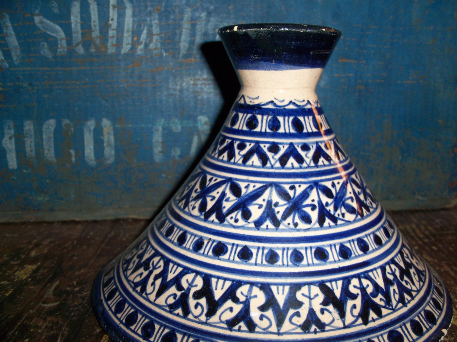 Vintage Tajine African Pottery Dish Blue Handpainted - Etsy