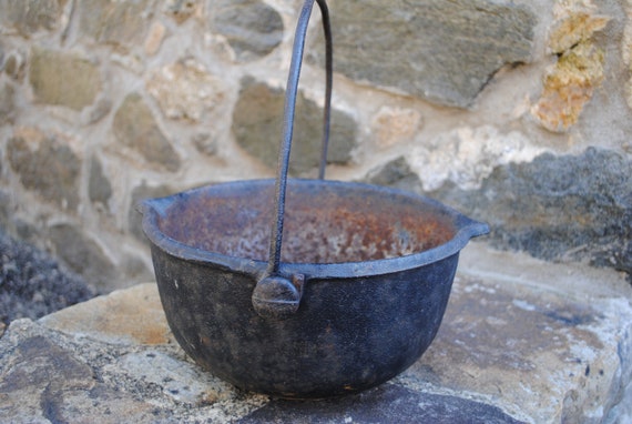 Large Cast Iron Hanging Pot Planter Heavy Farmhouse Decor | Etsy