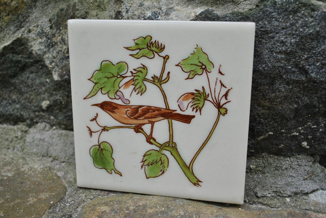 Tile Bird Ceramic Hand Painted Aviary Vintage Art Handmade - Etsy