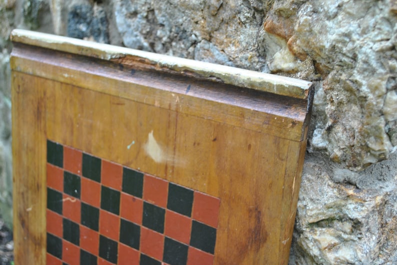 Antique Wooden Checkerboard Checkers Wall Decor Game Folk Art Hanging ...