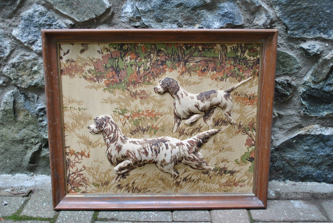Hunting Camouflage Dogs Large Wall Art Handmade Hunter Relief Three ...
