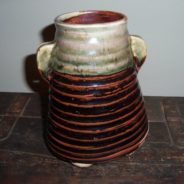 Footed Pottery Vase - Etsy