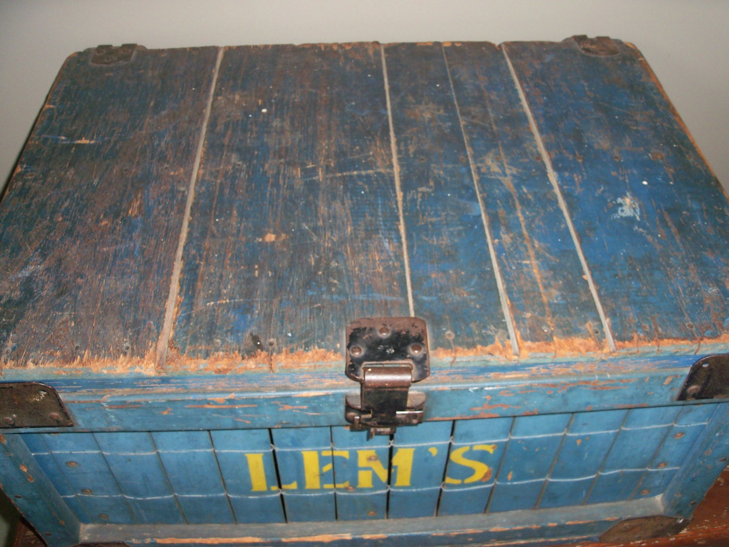 Antique Blue Wooden Trunk Chest Storage - Etsy