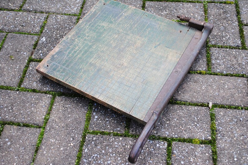 Antique Rustic Dark Green Paper Cutter Guillotine Primitive | Etsy