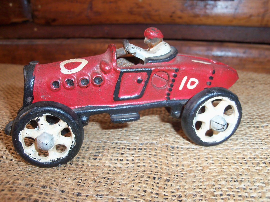 Antique Cast Iron Race Car Automobile Collectible Miniature Display - Etsy