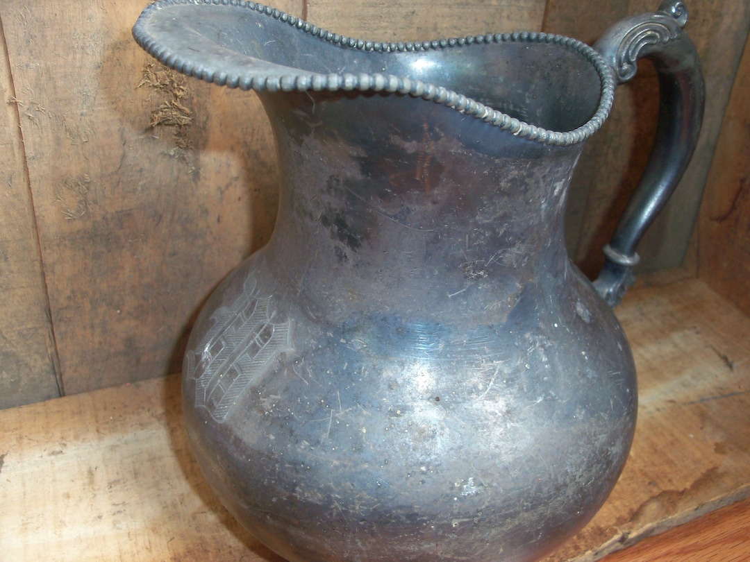 Antique John Wanamaker Quadruple Plate Large Pitcher Etched "w" - Etsy