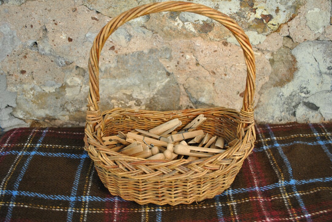 Vintage Basket With Clothes Pins Farmhouse Decor Country - Etsy