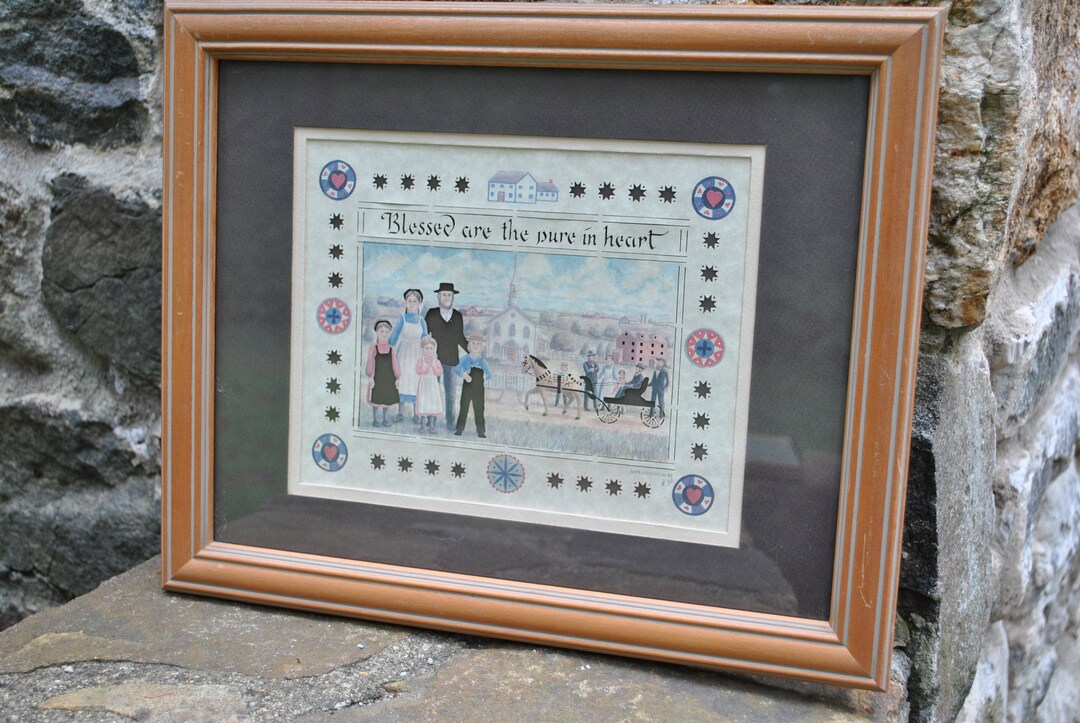 Amish Handmade Wall Art Scherenschnitte Scissor Design Framed Matted ...