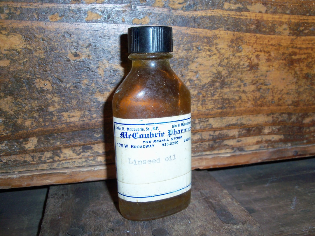 Vintage Pharmacy Bottle With Label and Linseed Oil New Jersey Cape May ...