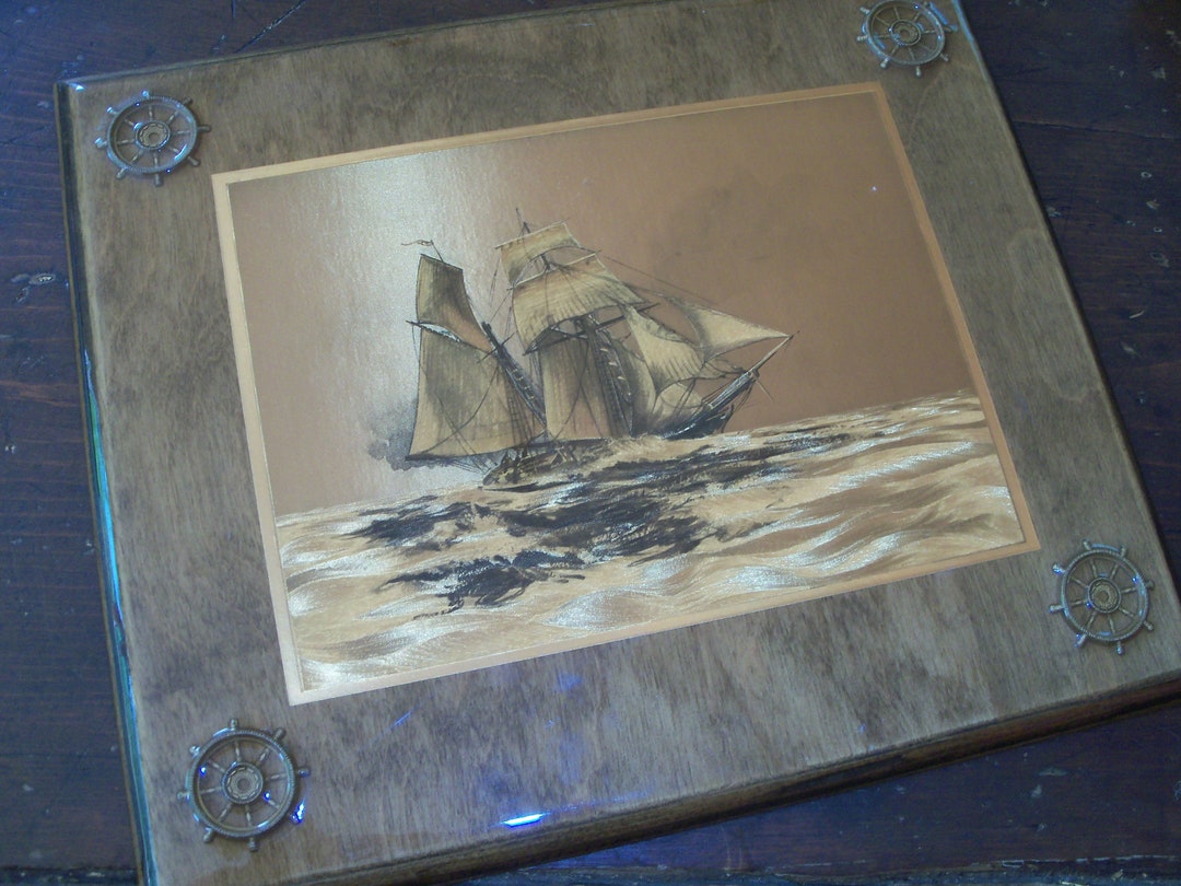 Amazing Wooden Foil Ship Artwork Wall Decor Ocean Sailboat Clipper - Etsy